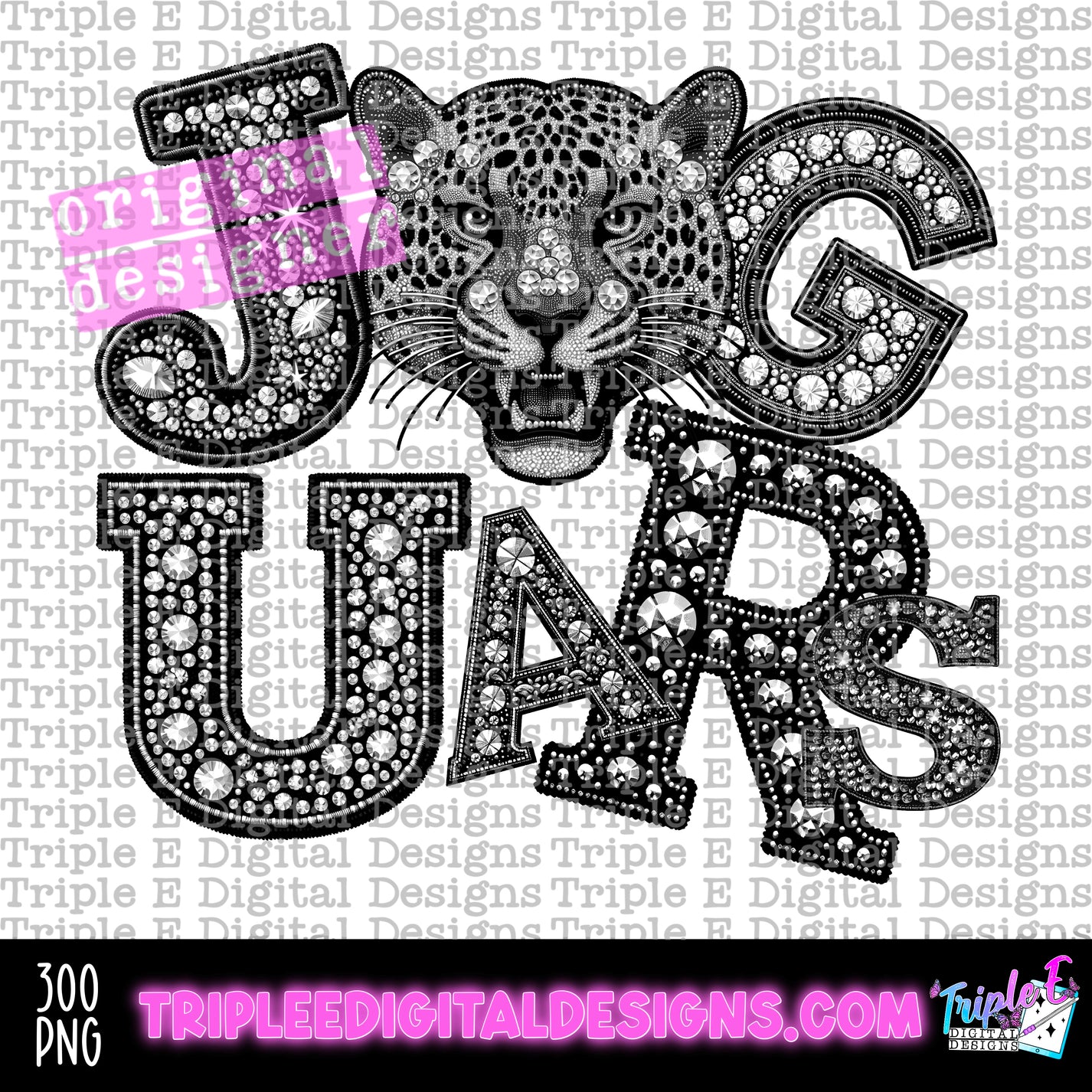 Jaguars Rhinestone PNG Design – Pine Hollow Design Co.