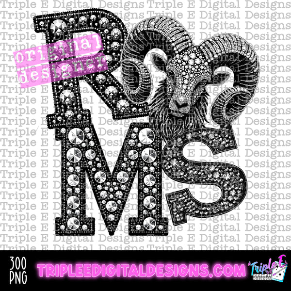 Rams Rhinestone PNG Design – Pine Hollow Design Co.