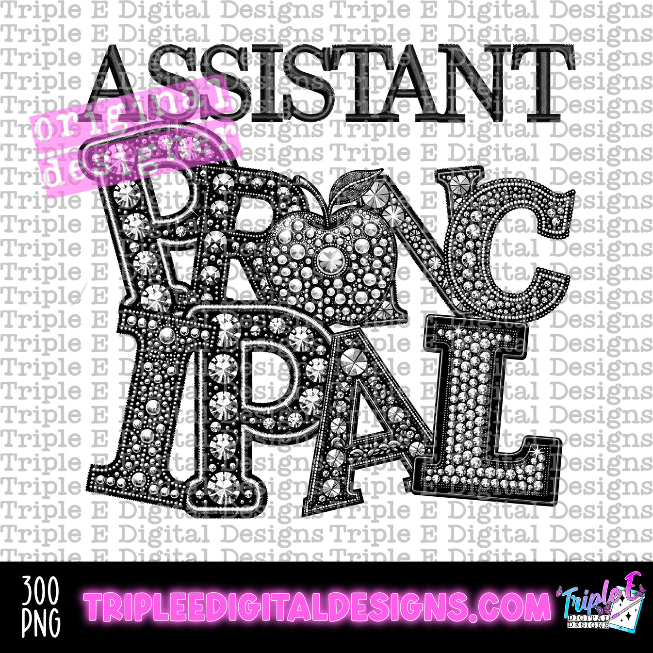 Assistant Principal Rhinestone PNG Design – Pine Hollow Design Co.